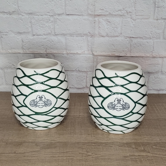 Kitchen | Patrontequila Tiki Agave Bee Hive Mugs Green And White ...